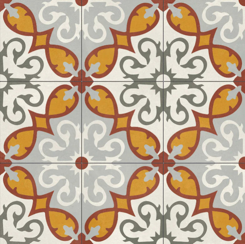 Porcelain Encaustic Tile: Jardin Calendula – Alhambra Tiles